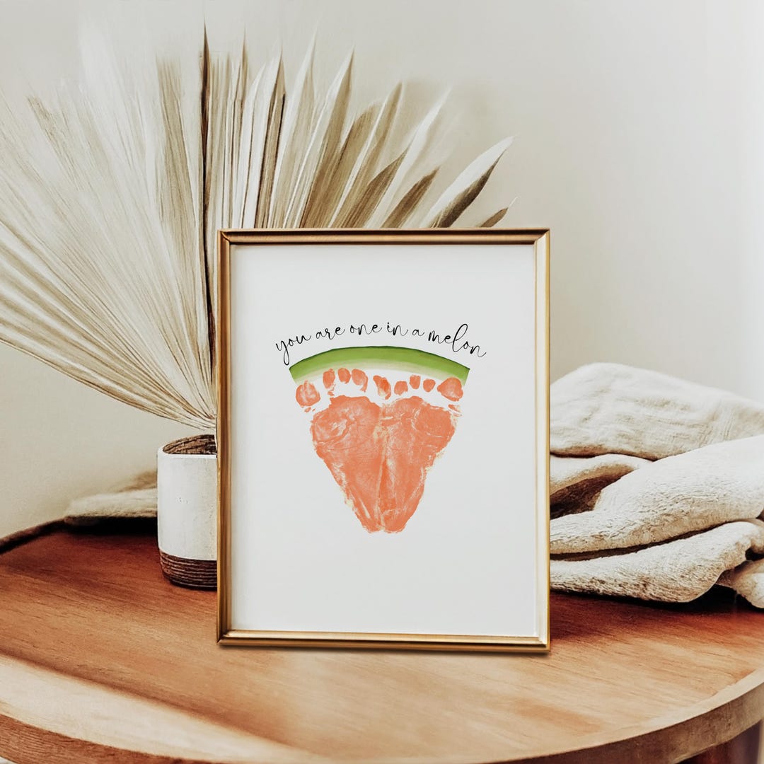 You Are One in A Melon Footprint Art Craft DIY, Summer Cantaloupe ...