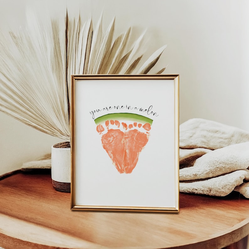 You Are One in A Melon Footprint Art Craft DIY, Summer Cantaloupe ...