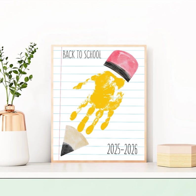 Back to School Handprint Craft, First Day of School Pencil Keepsake Art ...