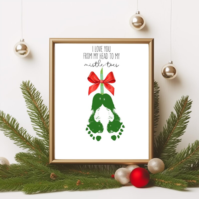 Mistletoe Footprint Craft DIY, Christmas Preschool Toddler Footprint ...