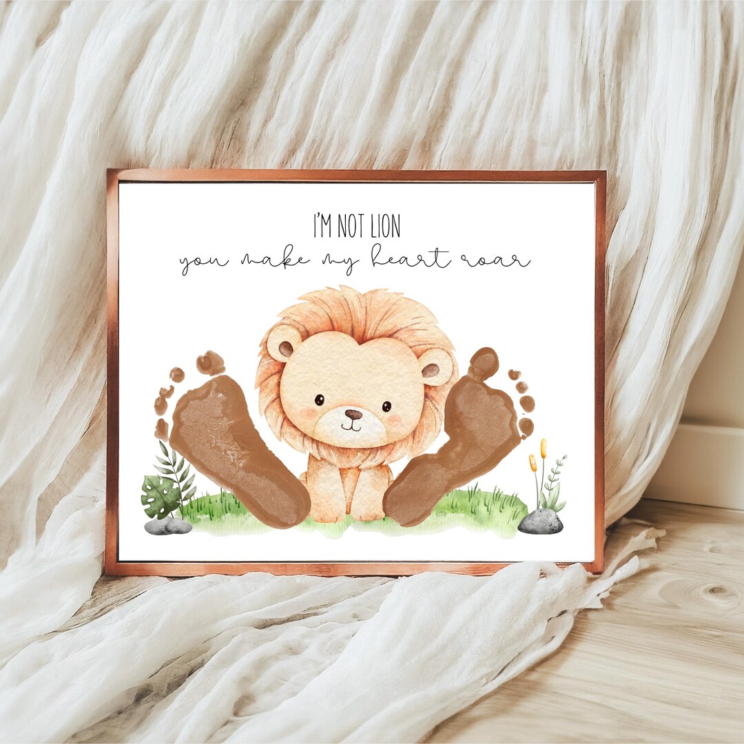 Valentine's Day Lion Footprint Keepsake Art, You Make My Heart Roar ...