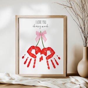 I Love You Cherry Much Handprint Art Craft DIY, Summer Cherry Handprint ...