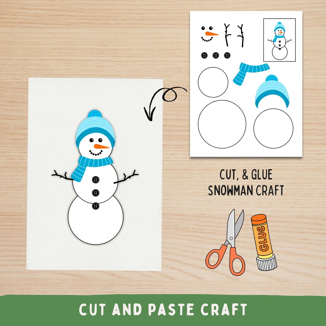 Snowman Cut and Paste Craft Kits, Winter Color, Cut and Glue ...
