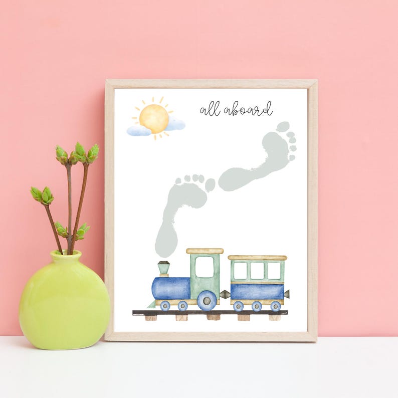 All Aboard Handprint Craft, Train Handprint Keepsake Art for Toddlers ...