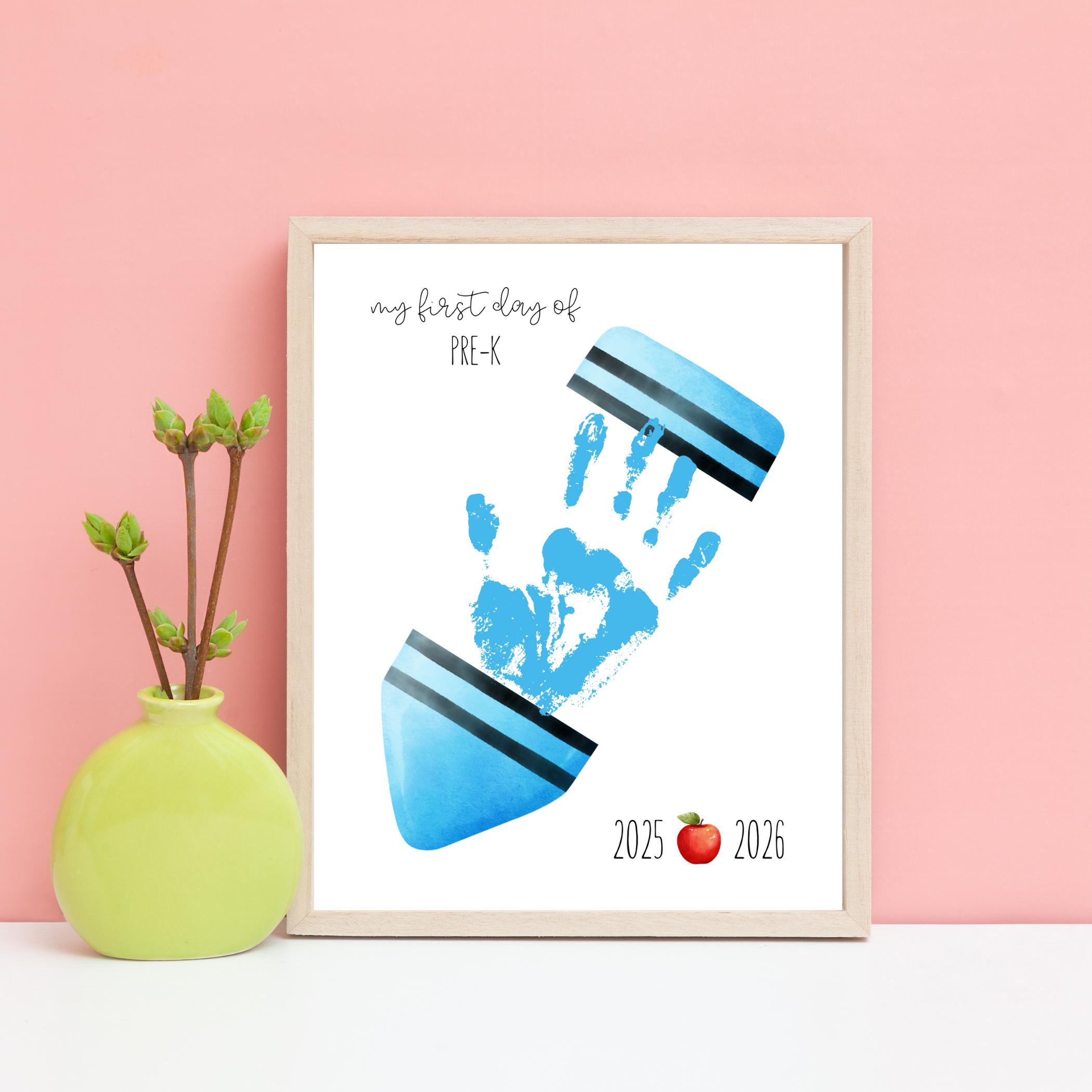 First Day of Pre-k Handprint Craft, Crayon Handprint Craft, Back to ...