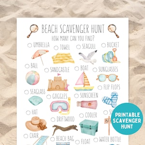 Beach Vacation Scavenger Hunt List, Lake Scavenger Hunt Activity ...