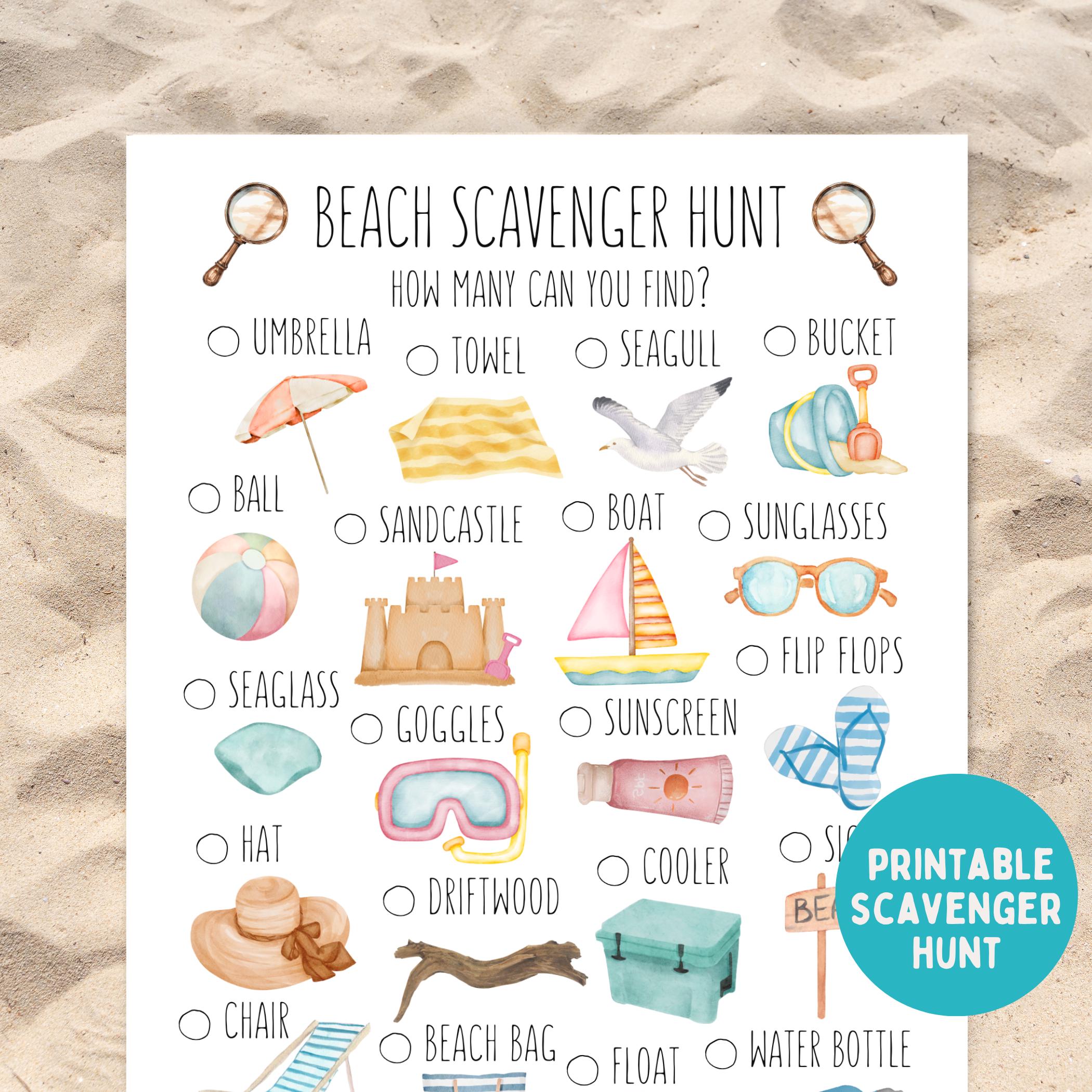 Lake Scavenger Hunt Activity, Beach Vacation Scavenger Hunt List ...