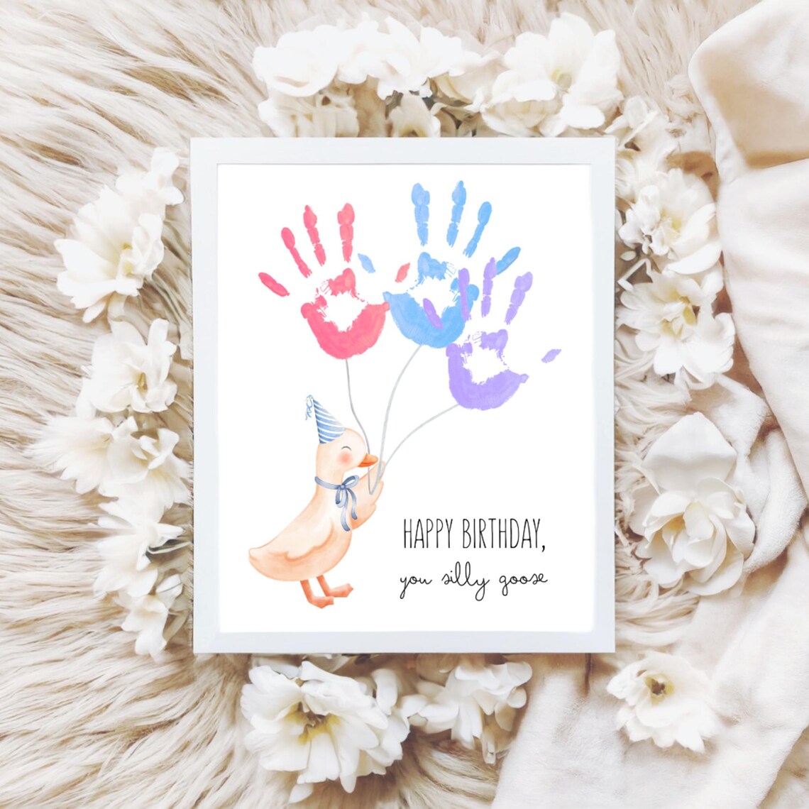 Silly Goose Handprint Art Craft DIY, Happy Birthday Balloon Handprint ...