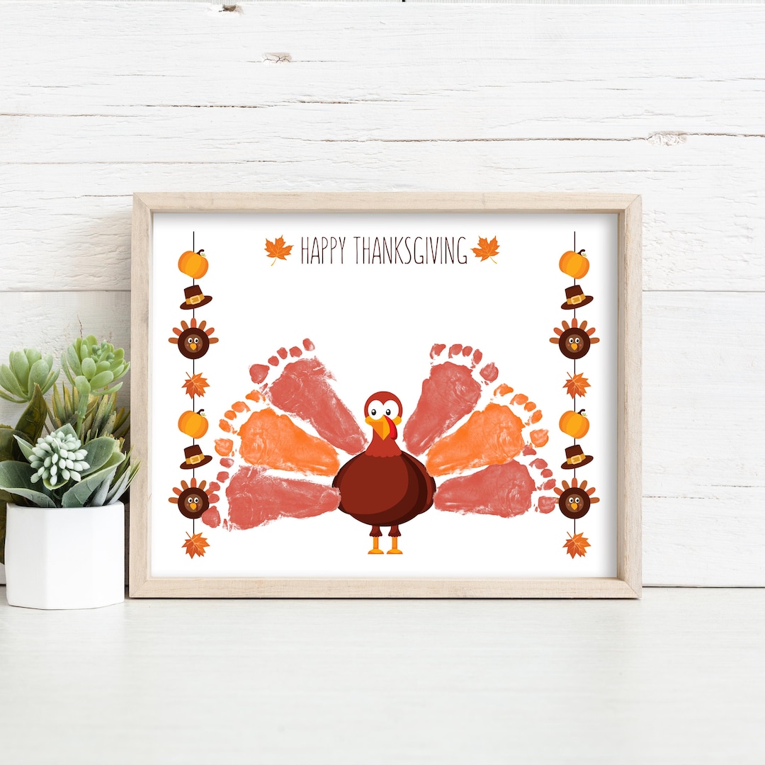 Turkey Footprint Craft, Thanksgiving Handprint Craft, Fall Infant ...