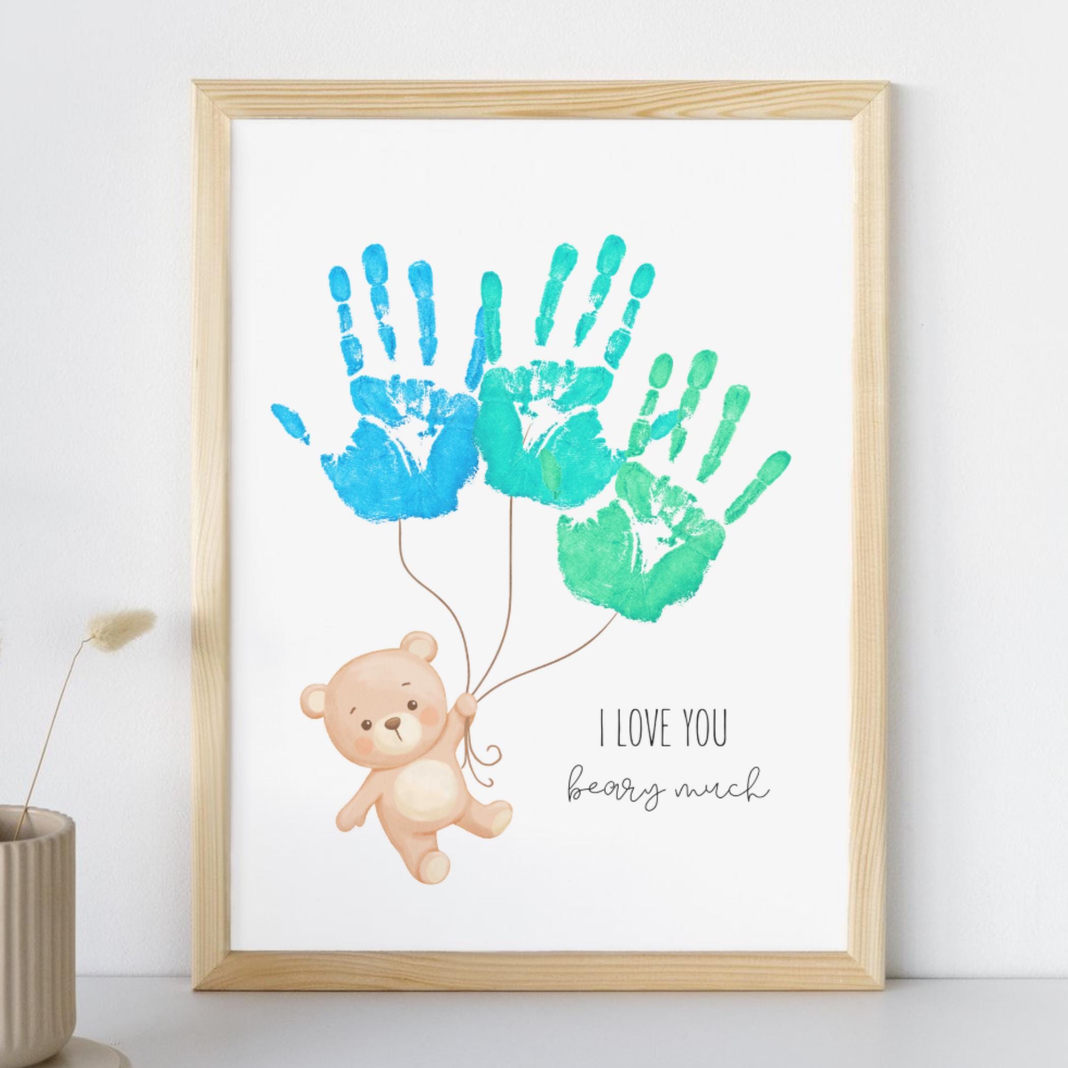 I Love You Beary Much Handprint Craft DIY, Toddler Handprint Art Bear ...