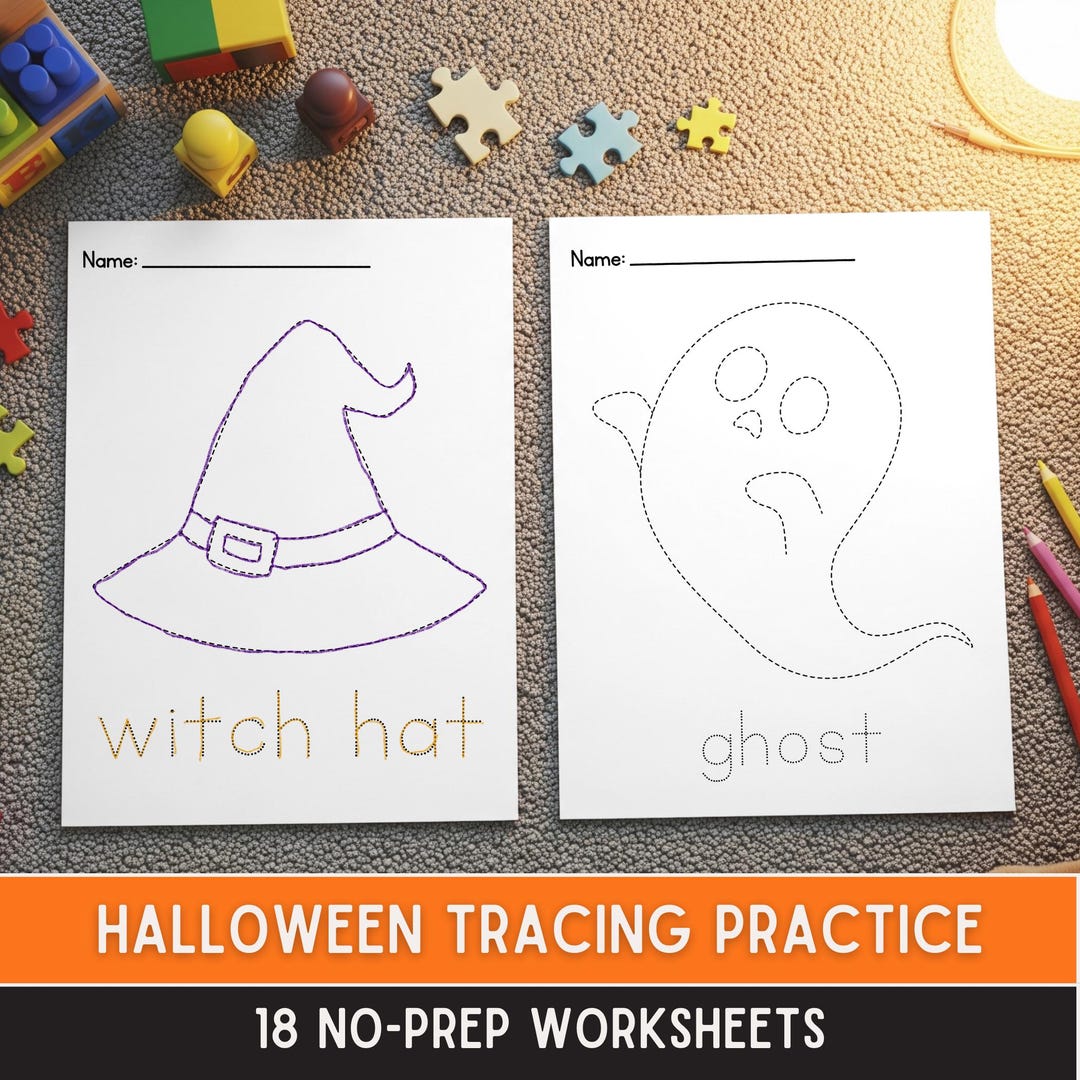 Halloween Line Tracing Worksheet Bundle, Spooky Preschool Fine Motor ...