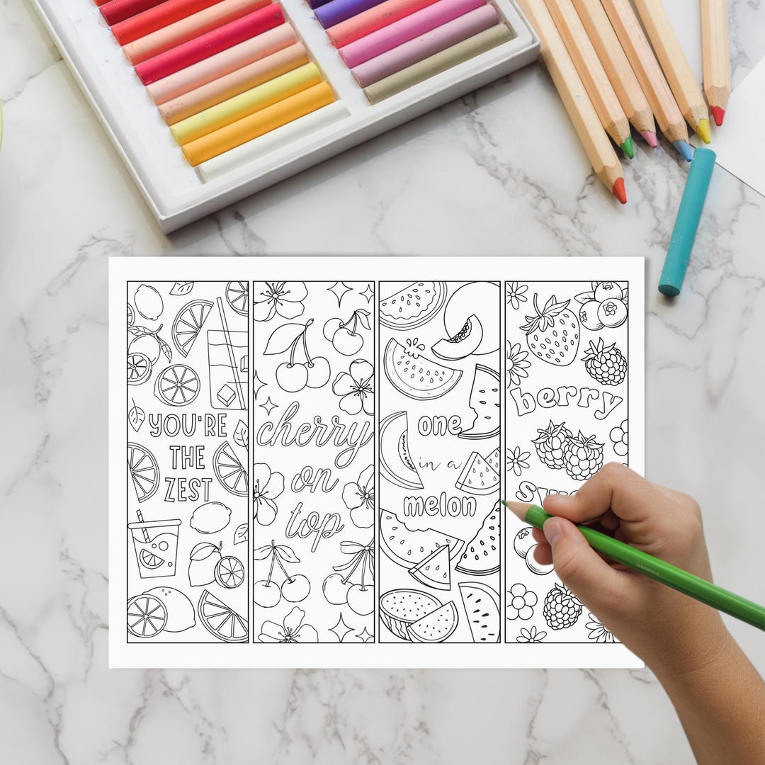 Fruit Coloring Bookmarks, Summer Coloring Bookmarks, Printable Kids ...