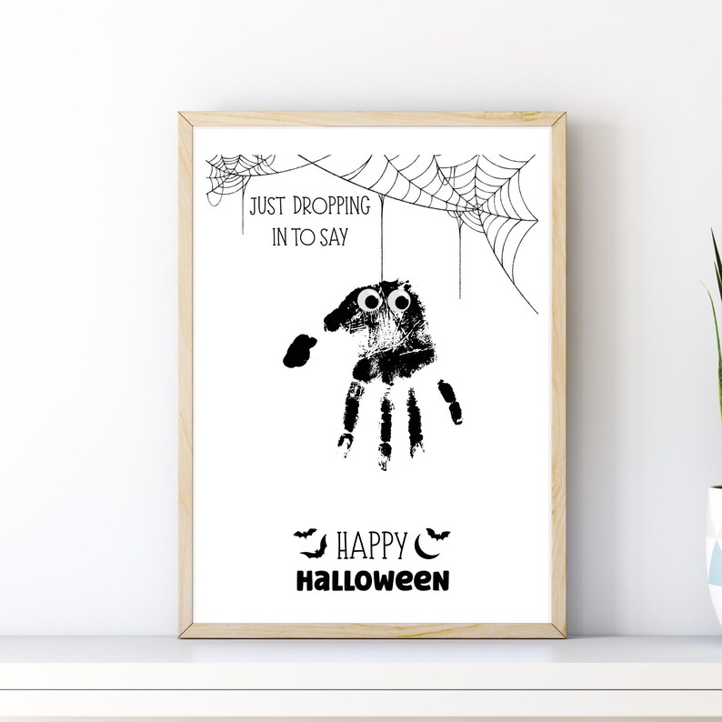 Happy Halloween Handprint Art Craft DIY, Spooky Spiderweb Footprint ...