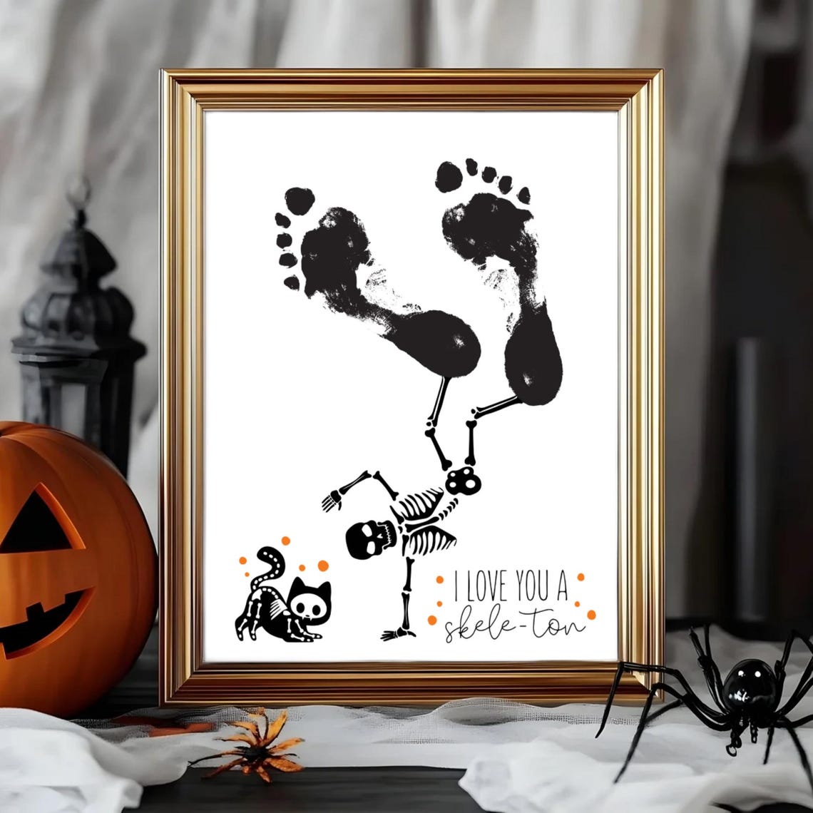 Halloween Skeleton Footprint Craft, Love You A Skele-ton Footprint ...