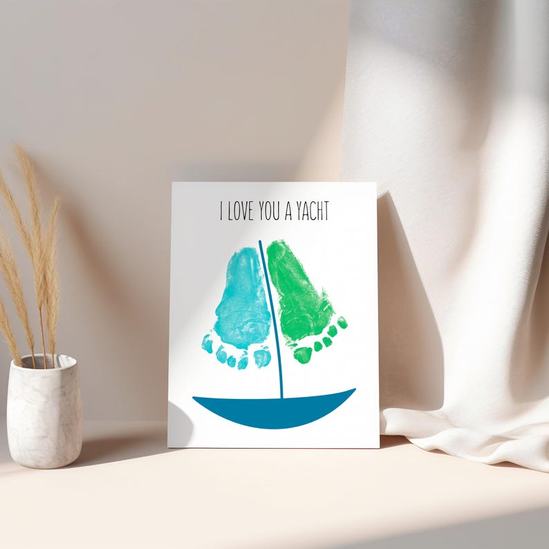 Sailboat Fathers Day Footprint Art, Love You A Yacht Infant Footprint ...