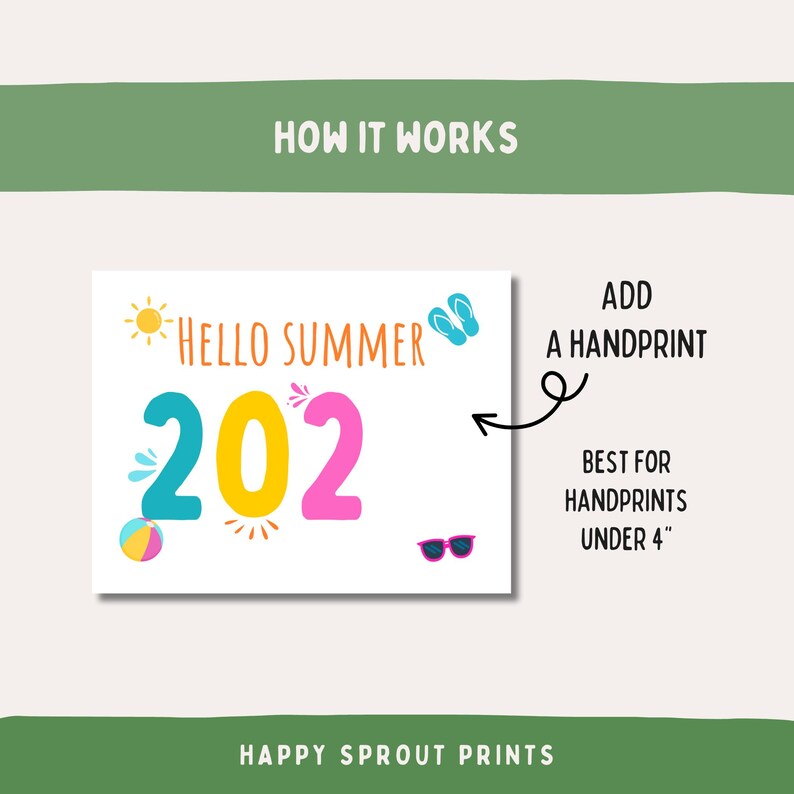 Hello Summer 2025 Handprint Art Craft, Cute Summer Toddler Craft ...