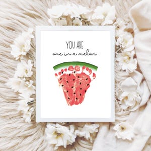 You Are One in A Melon Footprint Art Craft DIY, Summer Watermelon ...