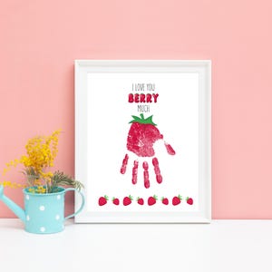 I Love You Berry Much Handprint Art Craft DIY, Mother's Day Handprint ...