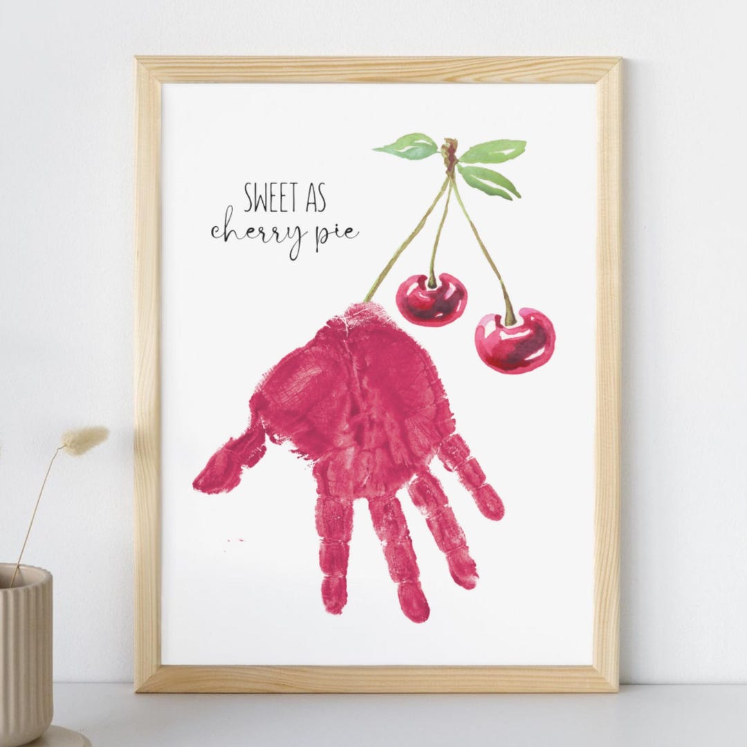 Sweet as Cherry Pie Handprint Art Craft DIY, Summer Infant Handprint ...
