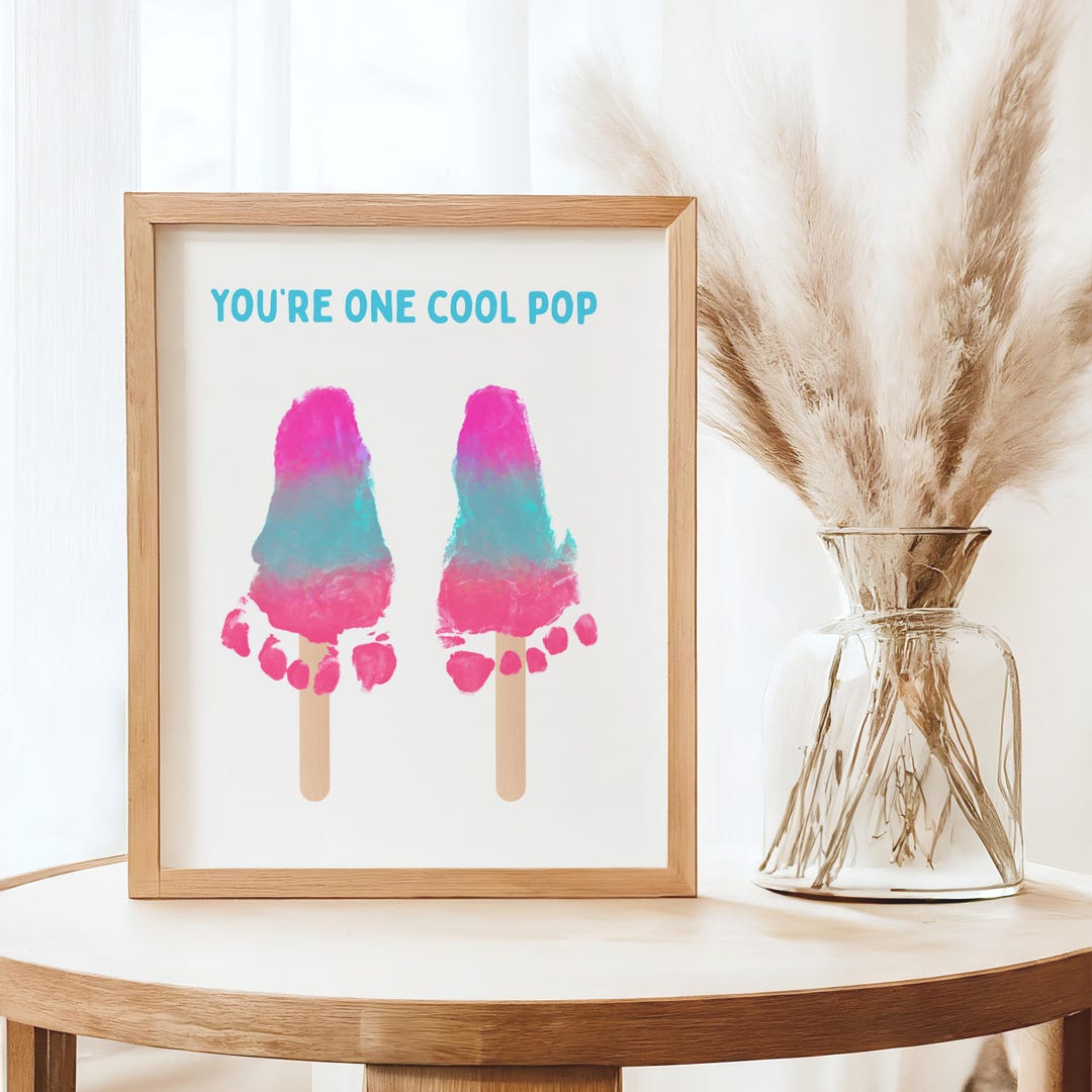 Popsicle Fathers Day Handprint Art, One Cool Pop Baby Footprint Art ...