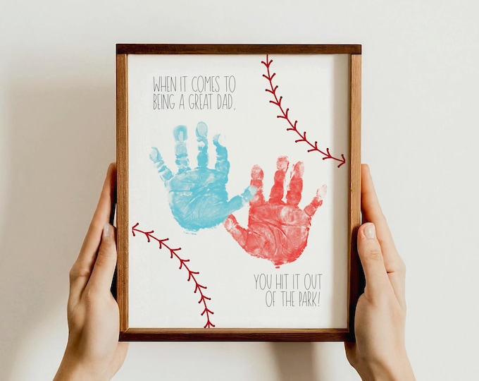 Home Run Handprint Art Craft DIY, Fathers Day Baseball Handprint Craft ...