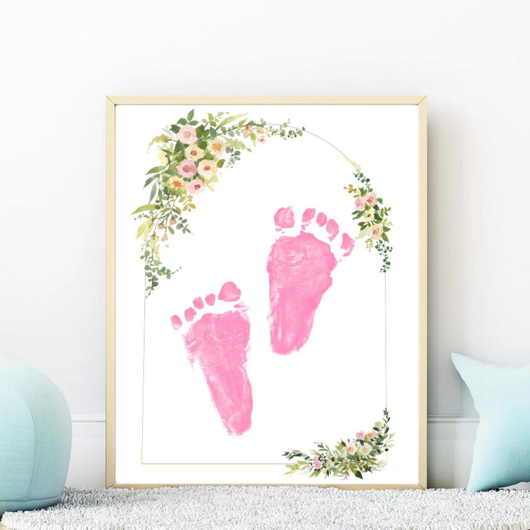 Flower Arch Mother's Day Footprint Art Craft DIY, Watercolor Floral ...