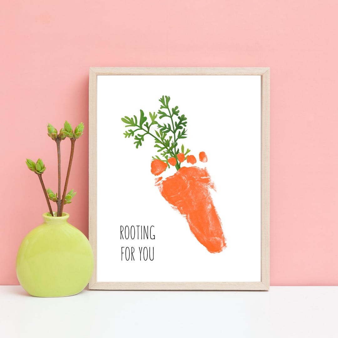 Rooting for You Footprint Art Craft DIY, Carrot Toddler Keepsake Art ...