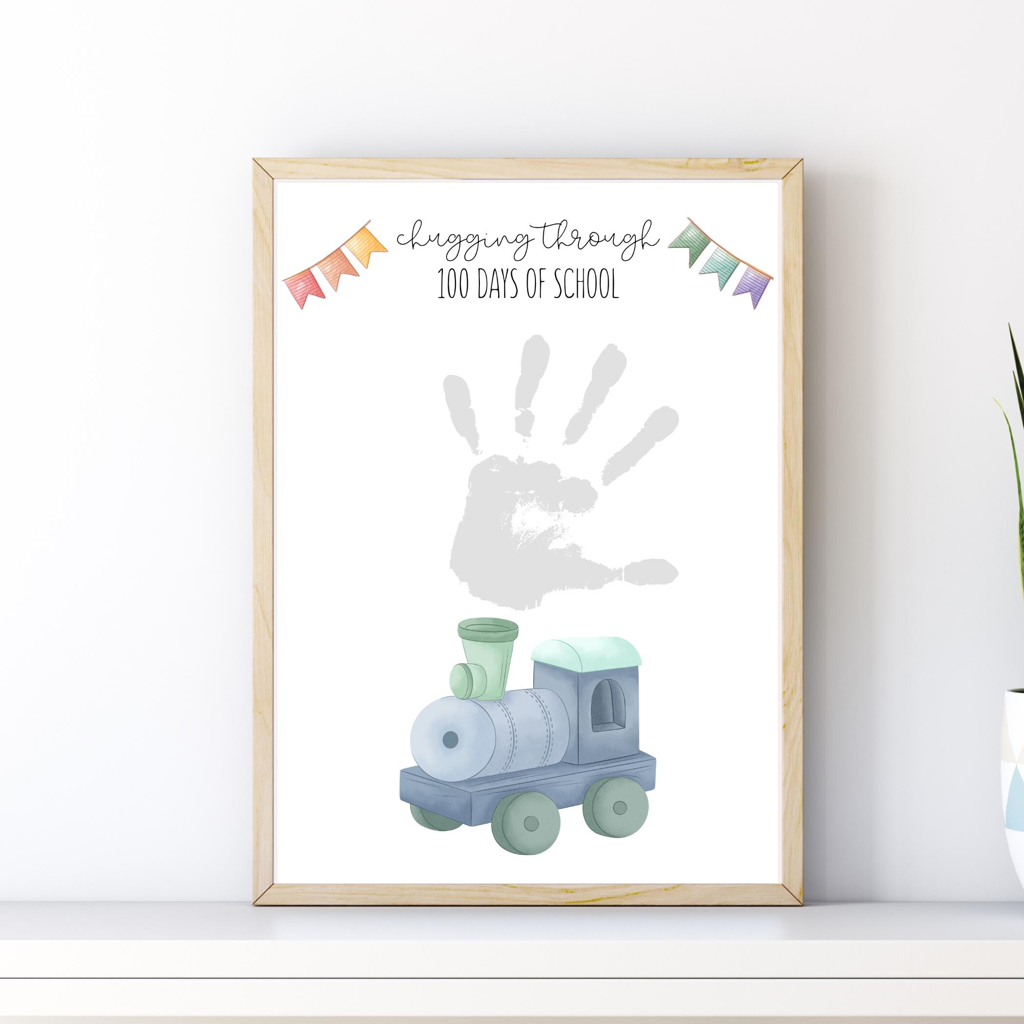 100 Days of School Handprint Craft: Chugging Train Handprint Craft ...