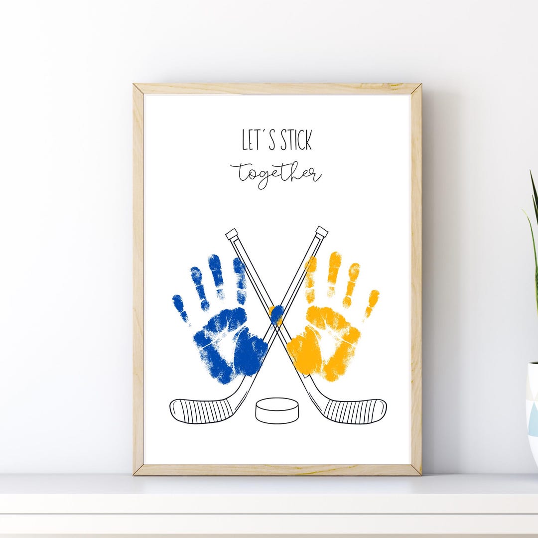 Let's Stick Together Hockey Handprint Art Craft DIY, Hockey Footprint ...