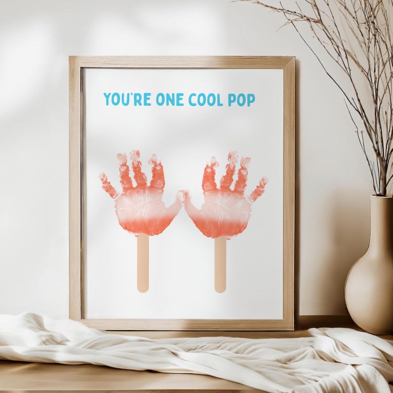 Popsicle Fathers Day Handprint Art, One Cool Pop Baby Footprint Art ...