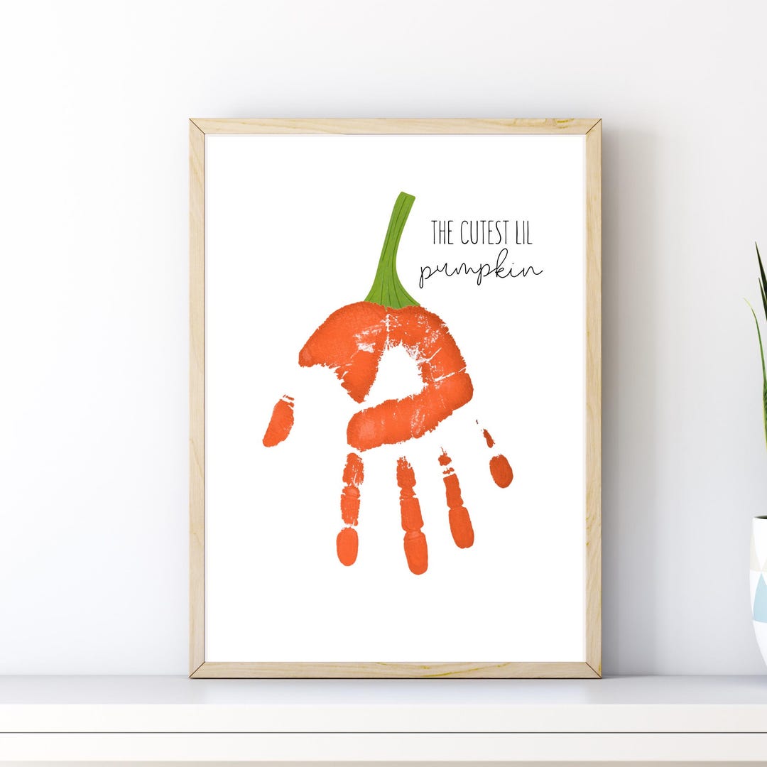 Cutest Lil Pumpkin Handprint Art Craft DIY, Fall Pumpkin Footprint ...