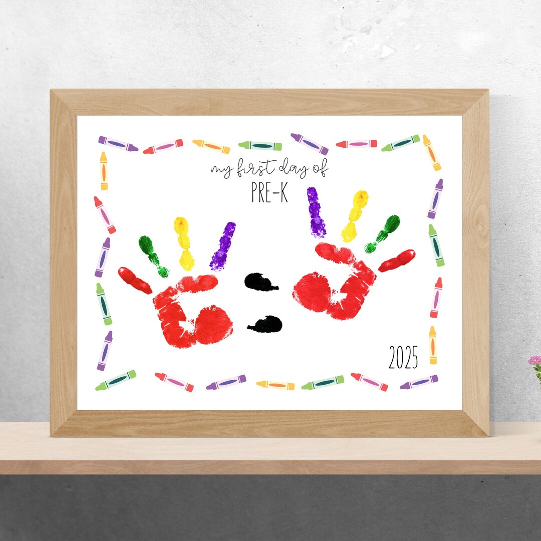 First Day of Pre K Handprint Art Craft, 2025 Pre-k Back to School ...
