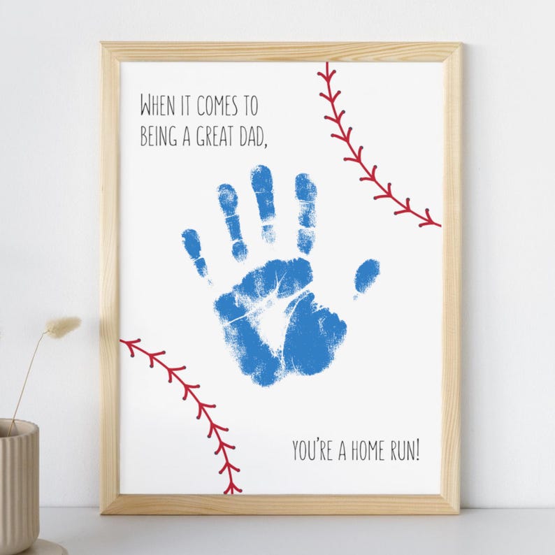 Home Run Handprint Art Craft DIY, Fathers Day Baseball Handprint Craft ...