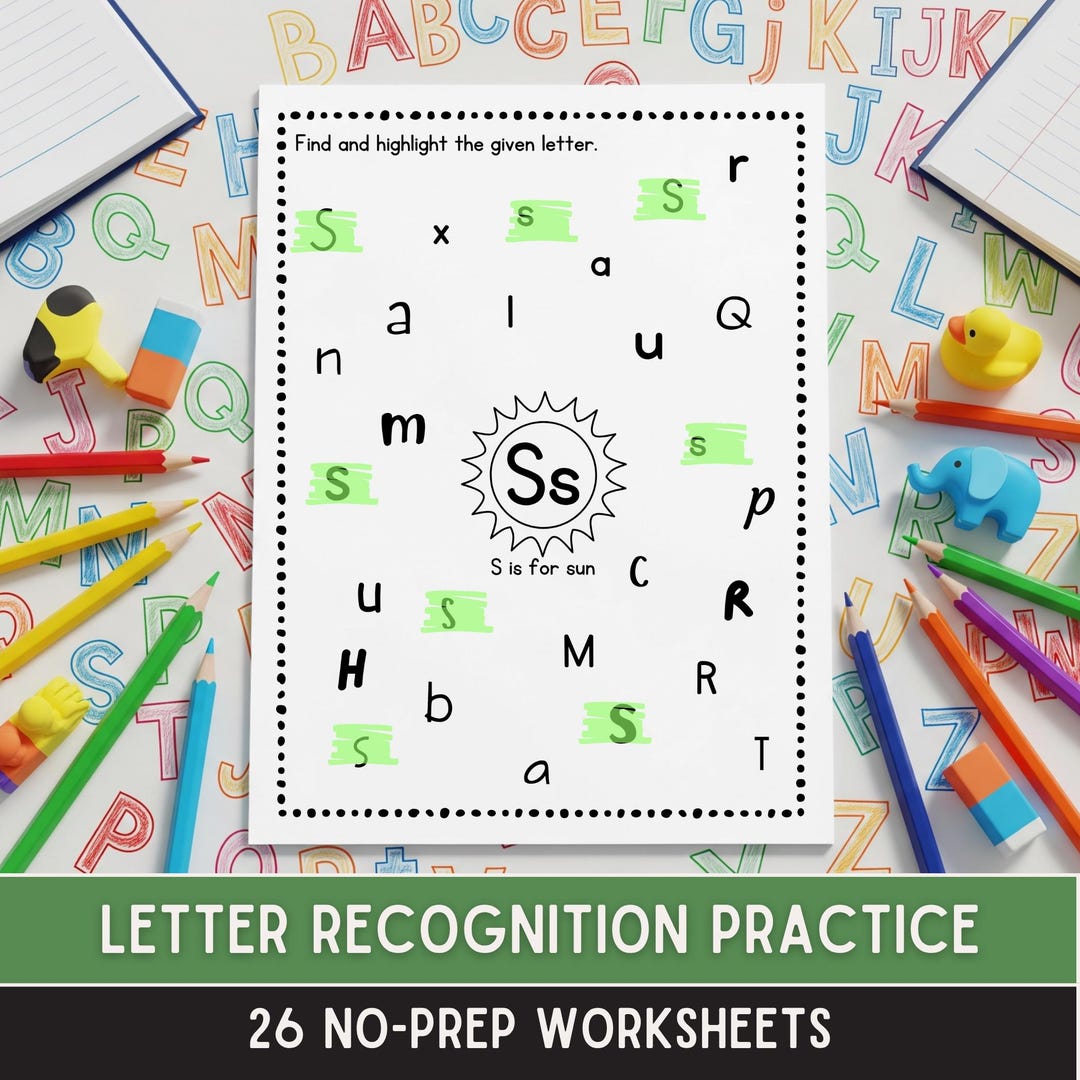 A to Z Letter Recognition Worksheets, Fonts Find the Letter of the ...