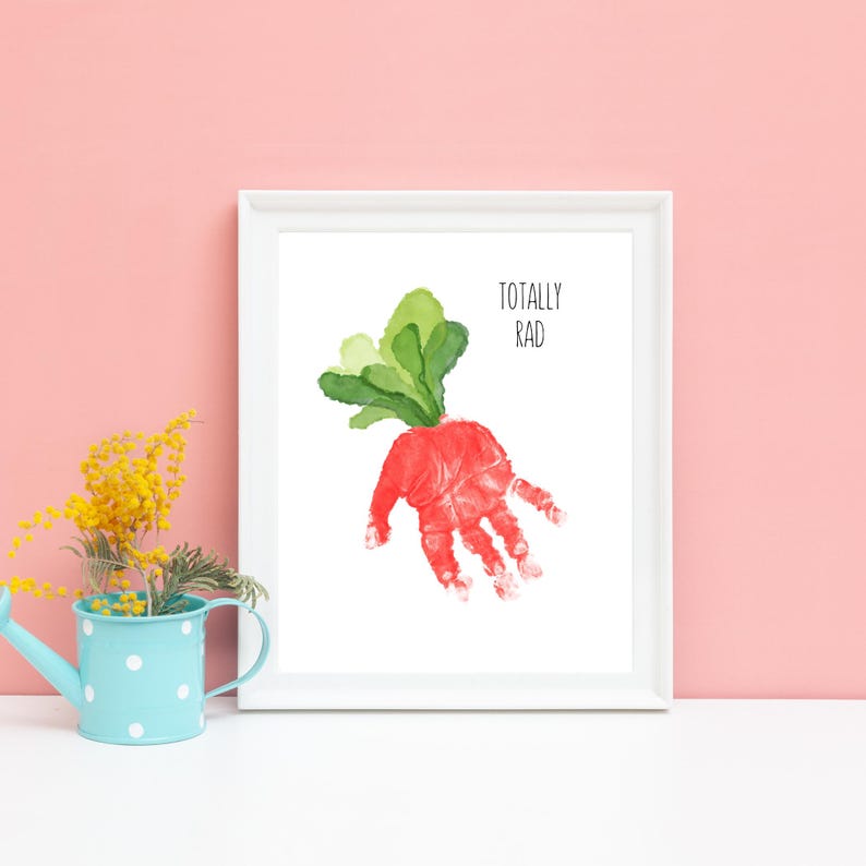 Totally Rad Handprint Art Craft DIY, Radish Handprint Craft, Pun ...
