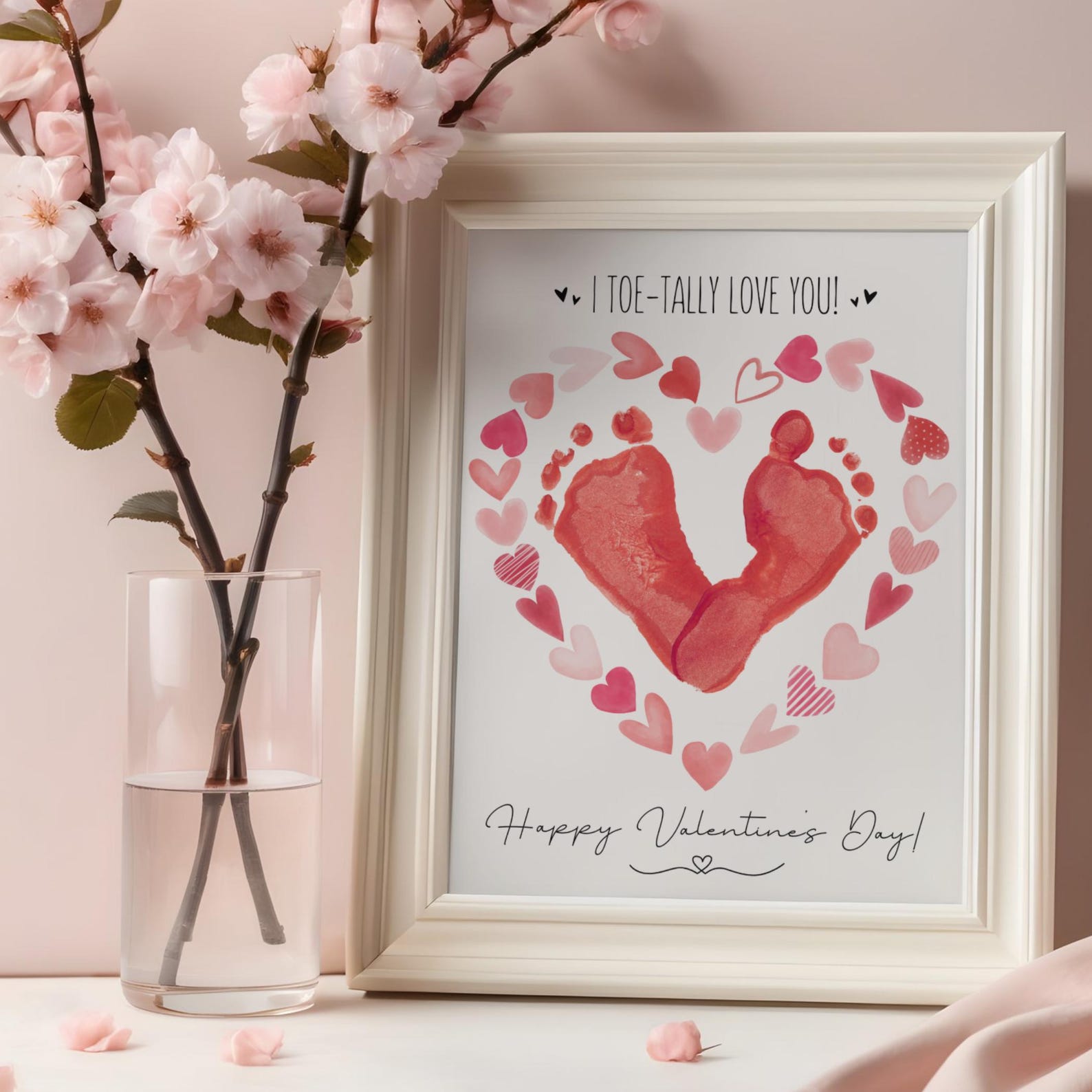 I Toe-tally Love You Footprint Craft, Valentine's Day Baby Footprint ...