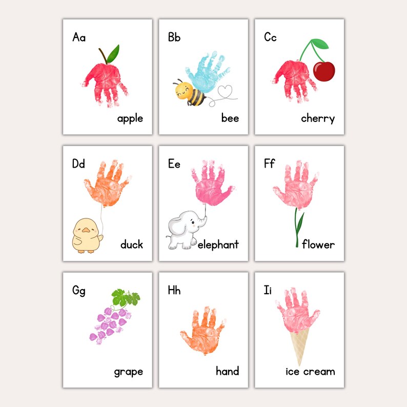 Alphabet Handprint Book, ABC Handprint Crafts DIY, Handprint Abcs Book ...