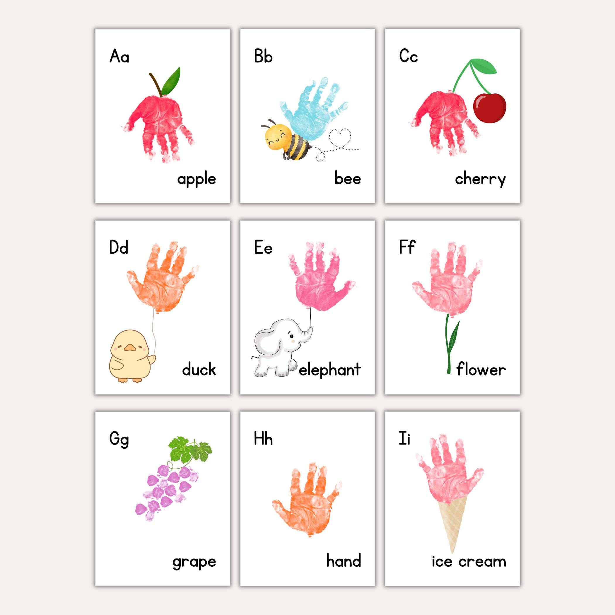 Alphabet Handprint Book, ABC Handprint Crafts DIY, Handprint Abcs Book ...