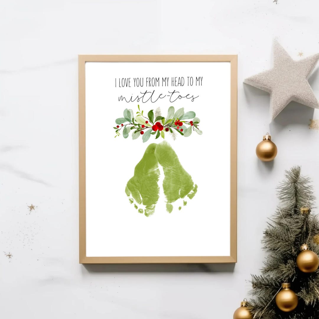 Mistletoe Footprint Craft DIY, Christmas Preschool Toddler Footprint ...