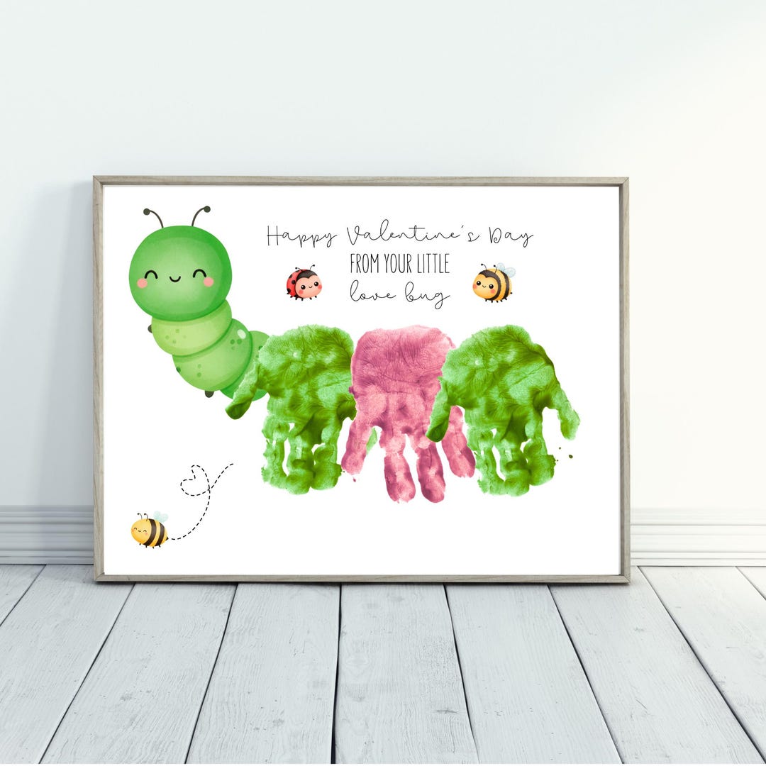 Valentine's Day Love Bug Handprint Craft DIY, Preschool Caterpillar ...