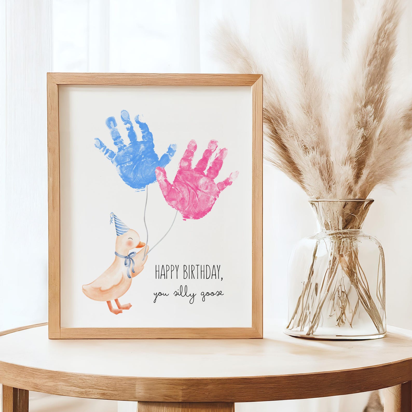 Silly Goose Handprint Art Craft DIY, Happy Birthday Balloon Handprint ...
