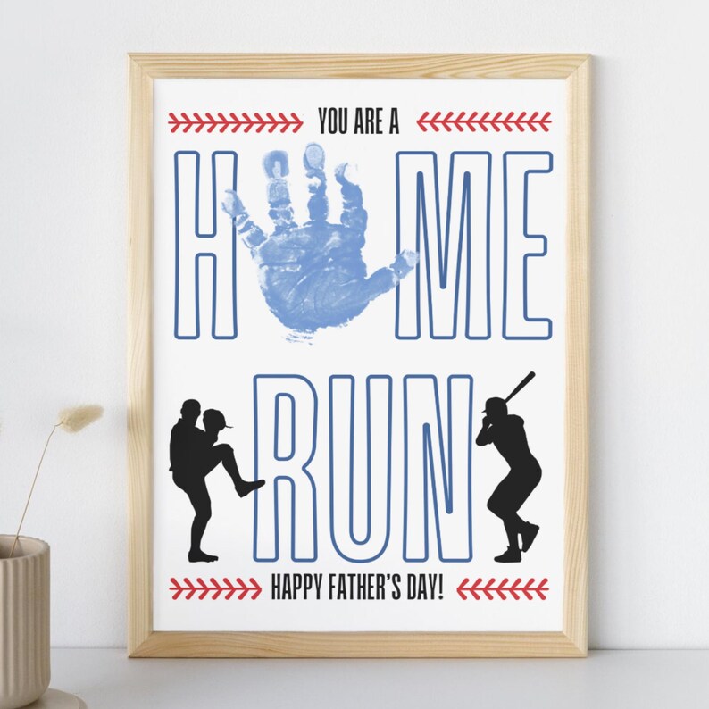 Home Run Handprint Art Craft DIY, Fathers Day Baseball Handprint Craft ...