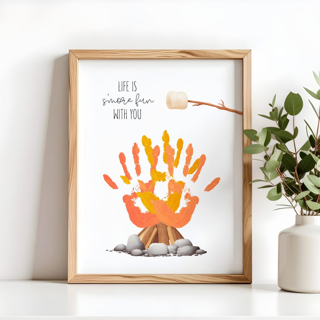 Life is S'more Fun With You Handprint Art, Campfire Art Craft DIY, S ...