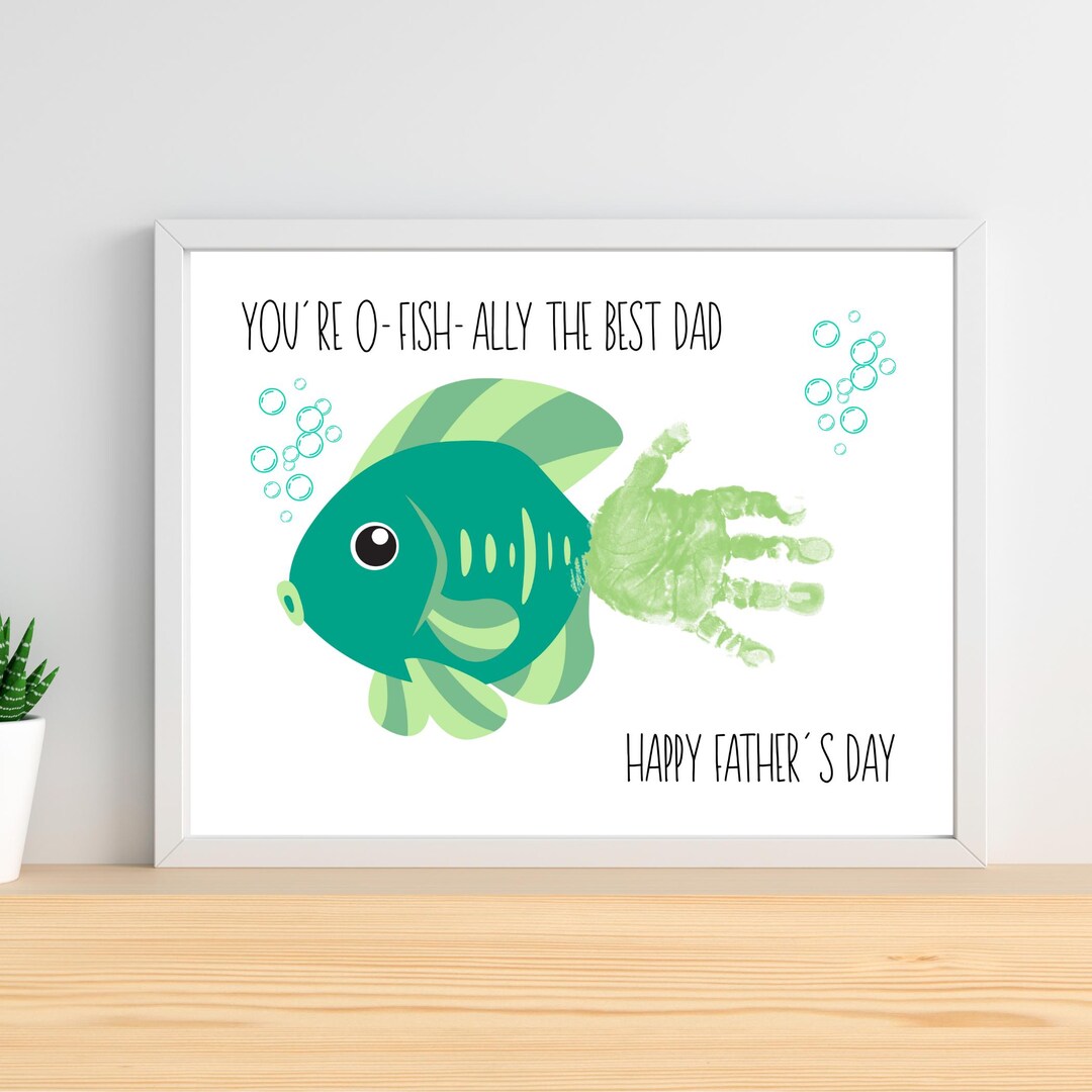 Fish Fathers Day Handprint Art, Ocean Animal Handprint Craft DIY ...