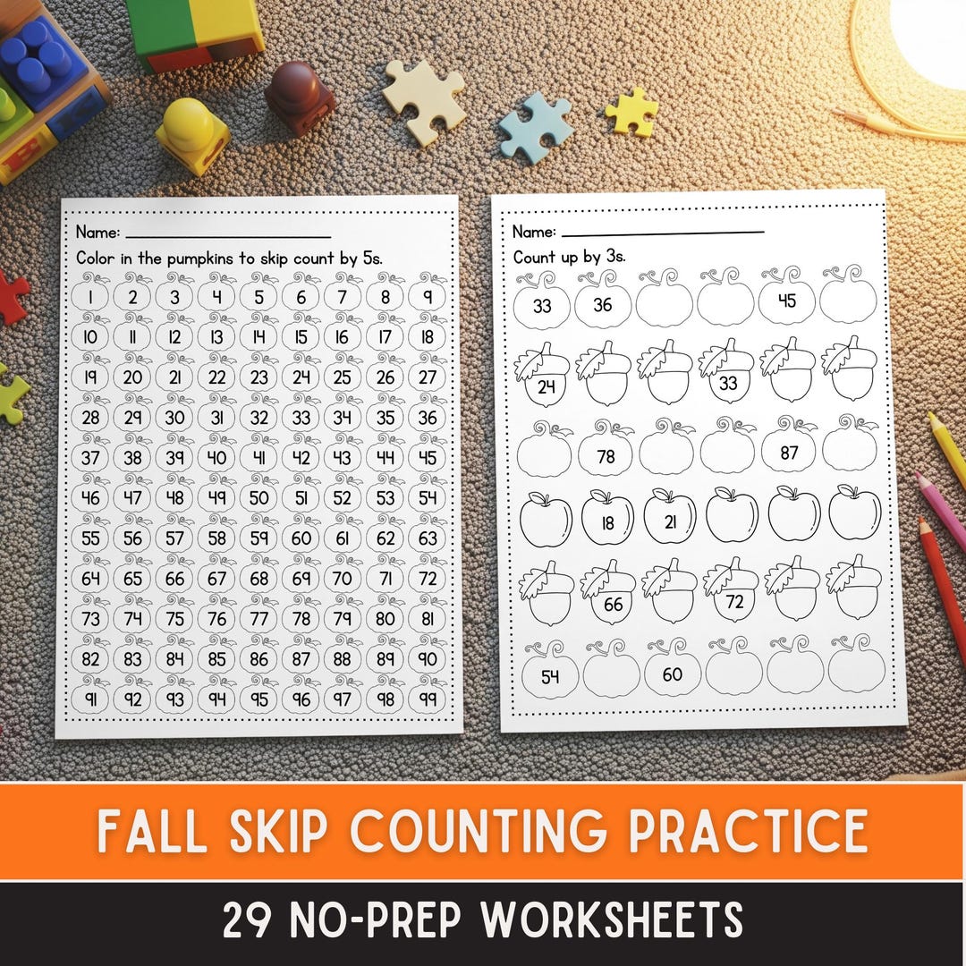 Fall Skip Counting Worksheets, Skip Counting by 2, 3, 5, and 10 ...