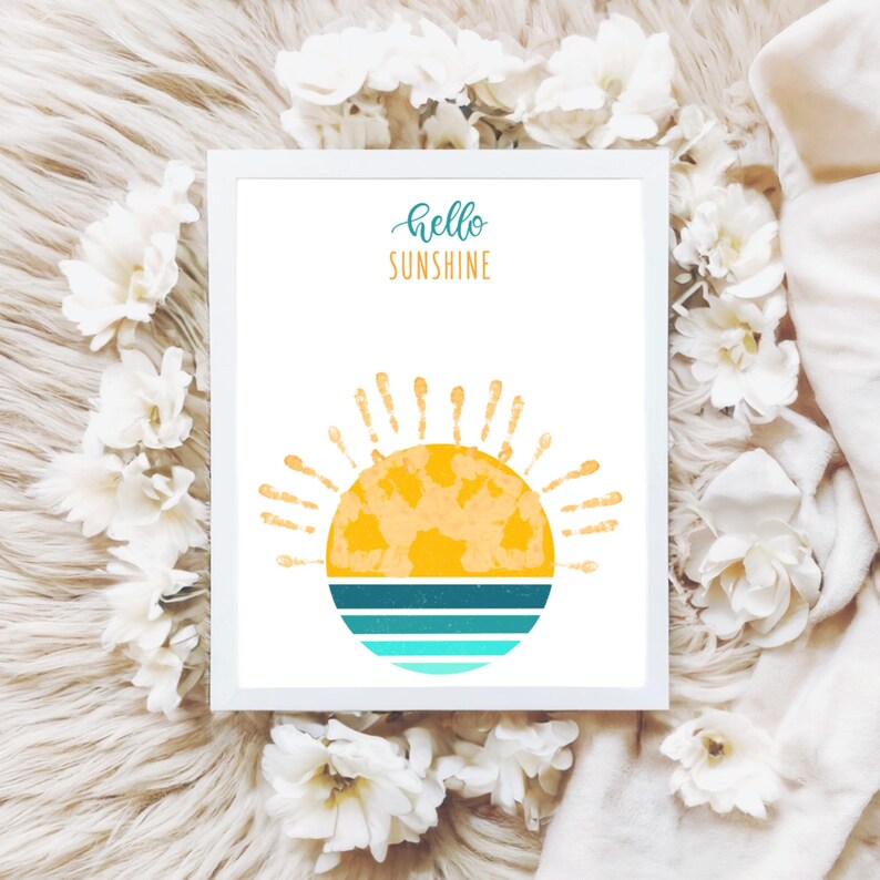 Hello Sunshine Handprint Craft DIY, Summer Pre K Fingerprint Art ...
