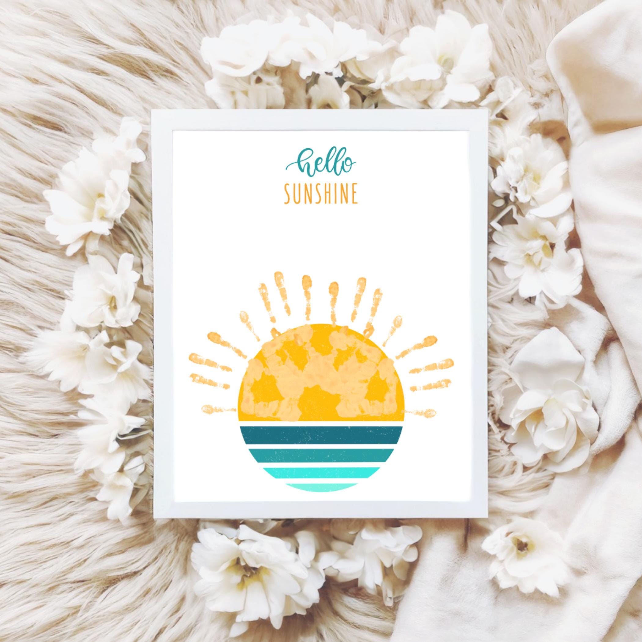Hello Sunshine Handprint Craft DIY, Summer Pre K Fingerprint Art ...