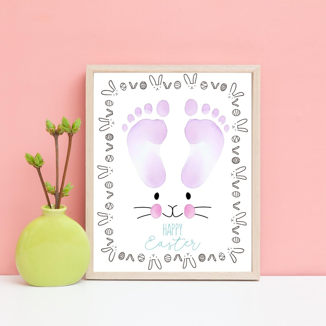 Happy Easter Footprint Craft, Bunny Ears Baby Footprint Keepsake Art ...