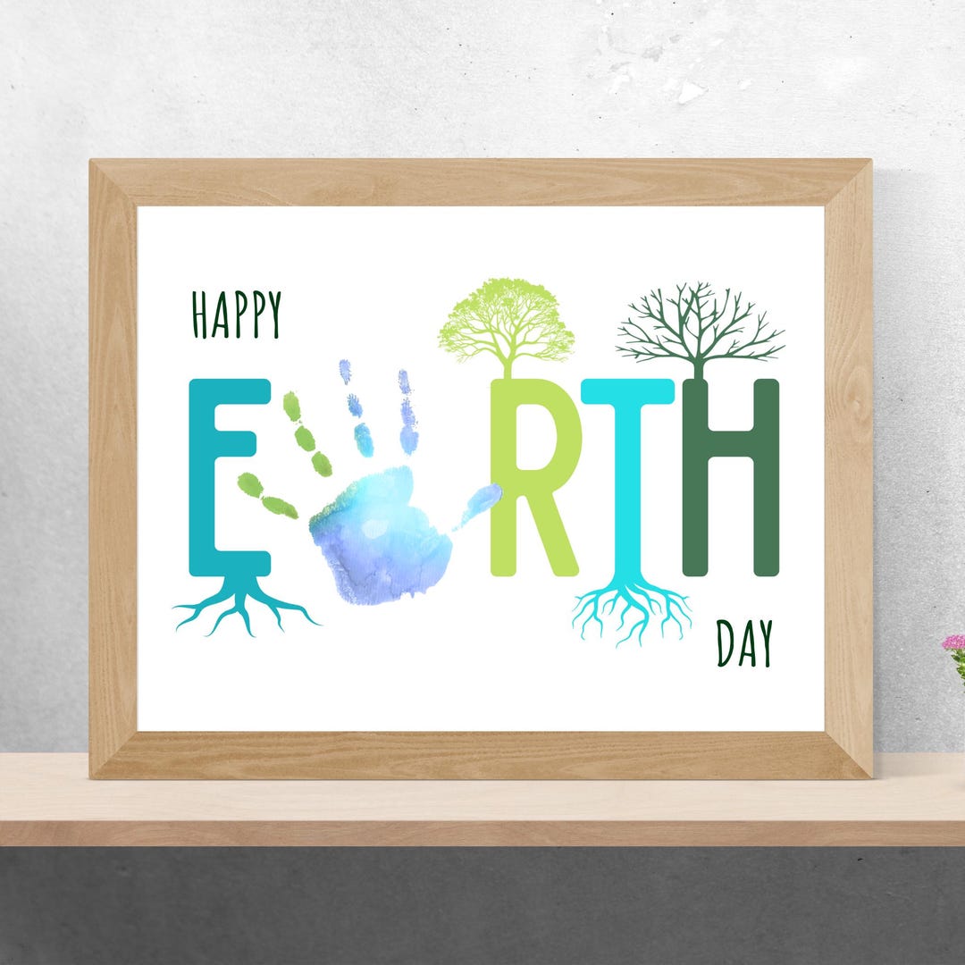 Happy Earth Day Handprint Art Craft Print, Cute Spring Toddler Craft ...