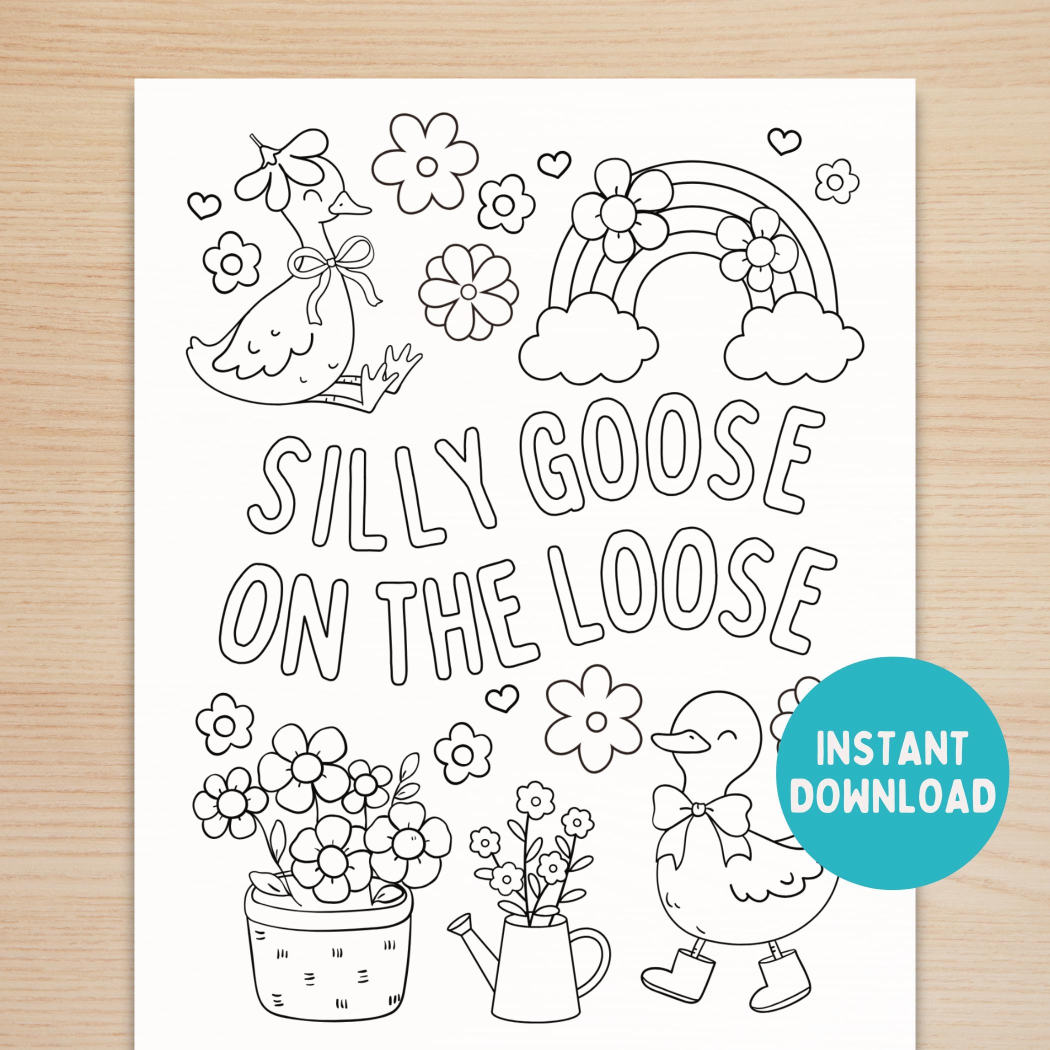 Silly Goose Coloring Pages, Silly Goose Activity Pack, Summer Activity ...